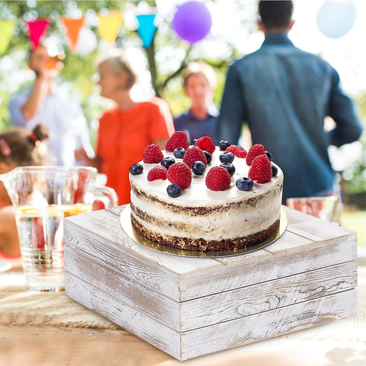 3 Pcs Whitewashed Square Wood Display Stand , Crate Style Cake Stand , Risers for Cupcake , Appetizer Dessert Rustic Cupcake Stand , Stackable Wood Cake Stand , Risers for display , Plant Riser.