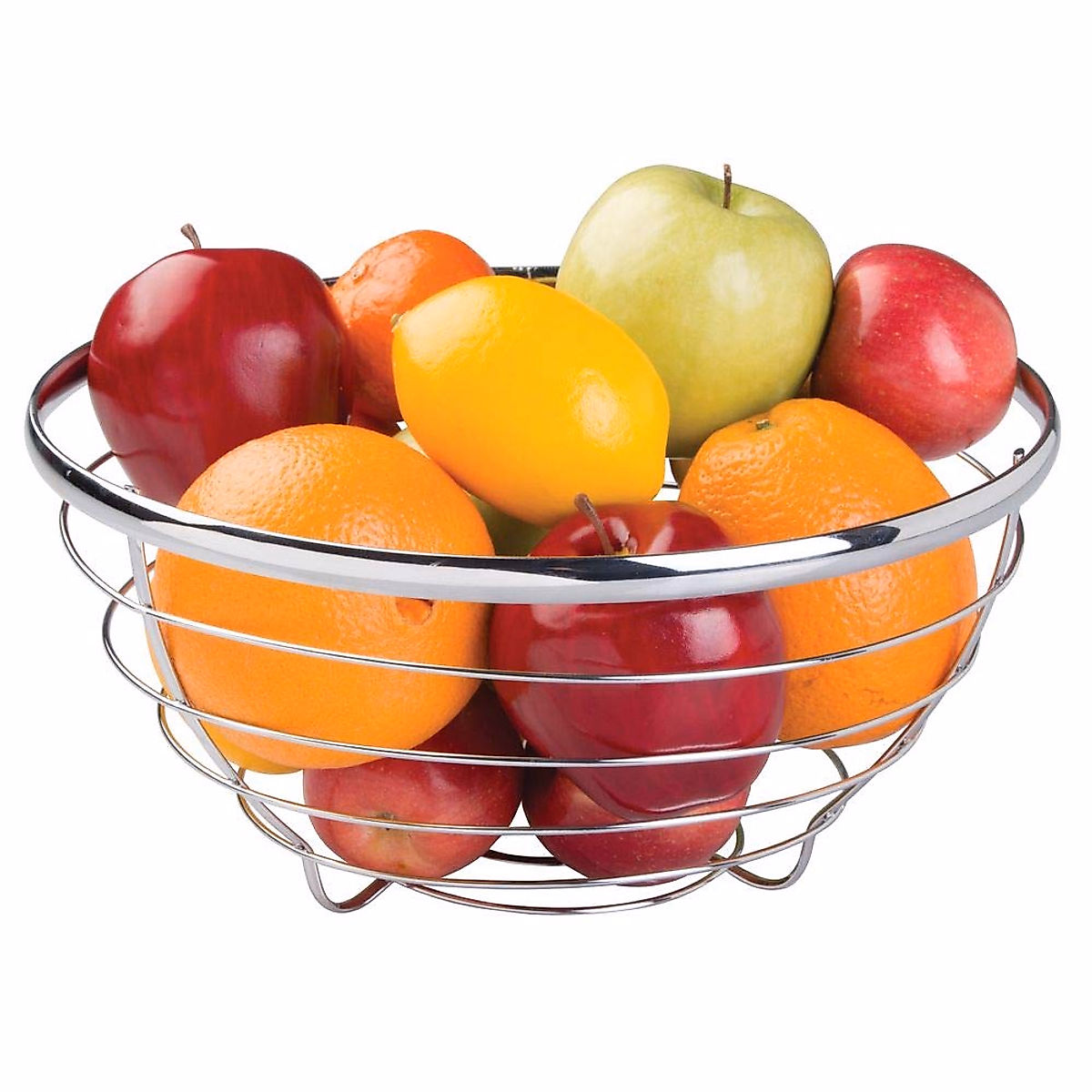 iDesign Axis Metal Fruit Bowl Centerpiece for Kitchen and Dining Room Countertops, Tables, Buffets, Refrigerators, 12" x 12" x 6", Chrome