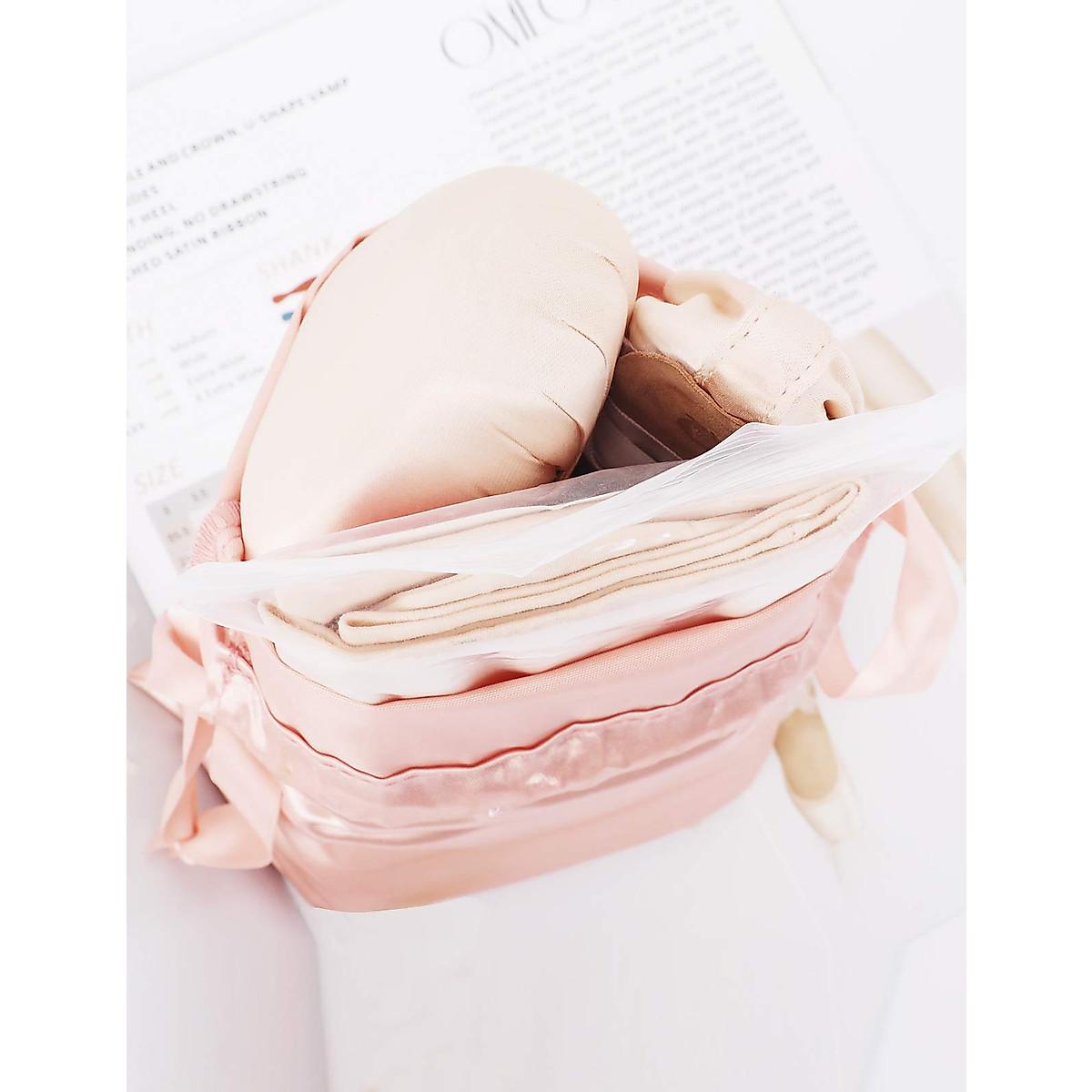 Cuulrite Ballet Pointe Shoes Bag Satin Drawstring Dance Shoe Storage Bag Pink One Size