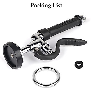 KWODE Pre-Rinse Spray Valve Commercial Kitchen Sink Faucet Sprayer Head with Hand Grip Assembly 1.42GPM High Pressure Dish Sprayer Nozzle Kit for Restaurant Industrial Faucet, Chrome (Black)