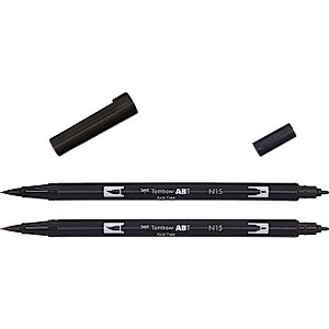 Tombow Abt Dual Brush Pen N15 Black Pack of 2