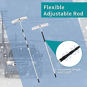 IRONMAX Telescoping Snow Roof Rake, 21FT Lightweight Aluminum Snow Removal Tool with 25 Inch Blade and Extendable Pole, Roof Rakes for Snow, Leaves and Debris Removal