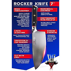 Dalstrong Shogun Elite Series Damascus Japanese AUS-10V Super Steel 67 Layers Rocker Vegetable Kitchen Knife, 7 Inches, Sheath Included