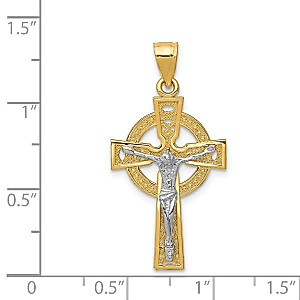 IceCarats 14K Two Tone Gold Iona Lord Jesus Christ Crucifix Holy Cross Necklace Heart Claddagh Celtic Religious Pendant Charm Irish Jewelry Only