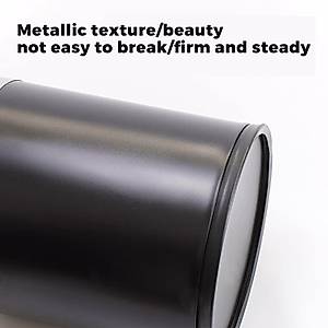 YOJIA 3.7 Gallon/14L Black Bathroom Trash Can Metal, Double Walled Waste Paper Basket, Bathroom Garbage Can, Elegant, Modern Office Waste Basket, for Bedroom, Kitchen, Hotel, Cafe, Business(14L black)