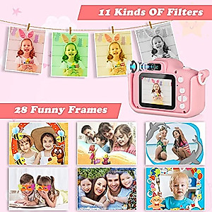 Kids Camera,HD Digital Video Camera with Protective Silicone Cover, Children Toys for 3 4 5 6 7 8 9 Year Old Boys/Girls,Selfie Camera for Kids,3-12 Year Old Birthday Gifts with 32GB SD Card