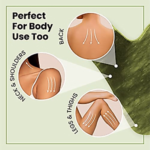 Lindo Jade Gua Sha Duo - Facial GuaSha Contour Massager Tool, 100% Natural Jade Stone, Quality Beauty Face Tool, Lifting, Sculpting and Contouring Face and Body, Anti-Aging Skincare, 2 Pack