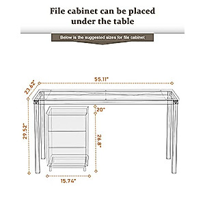 Teraves Computer Desk/Dining Table Office Desk Sturdy Writing Workstation for Home Office (55.11“, Black Oak)