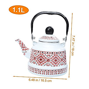 Angoily Teapot for Stovetop Stovetop Kettle Enamel Pot Ceramic Kettle Stainless Steel Kettle Home Supplies Red Stainless Steel Enamel Tea Set Stainless Steel Tea Kettle