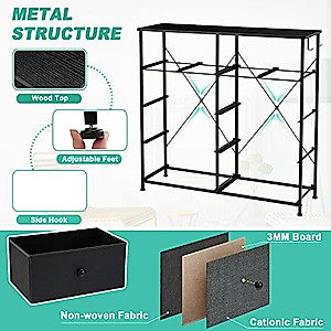 Sapodilla 10 Drawers Dresser for Bedroom,Chest of Drawers with Metal Frame Side Hook Wood Top,Large Capacity Closet Dresser in Living Room Hallway Nursery Storage Room (Black Grey, 10 Drawers)