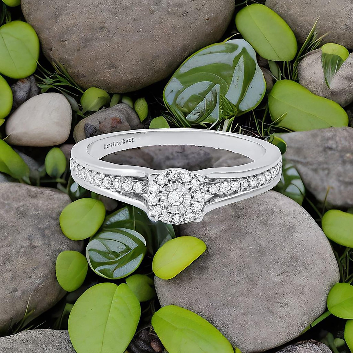 Dazzlingrock Collection 0.25 Carat (ctw) Round Diamond Women Split Shank Promise Engagement Ring 1/4 CT, Sterling Silver, Size 6