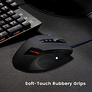 Perixx MX-2000B Programmable Laser Gaming Mouse with Adjustable Weight and RGB Backlight, Black