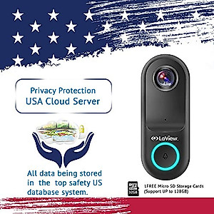 LaView WiFi Video Doorbell Camera, with 32GB SD Card, 1080P Video AI Human Detection, Night Vision, 2-Way Audio, IP65 Waterproof, Easy Installation (Requires Existing Doorbell Wires) USA Cloud Server