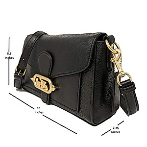 Coach Women's Three Leather Jade Shoulder Handbag (Black/Gold)