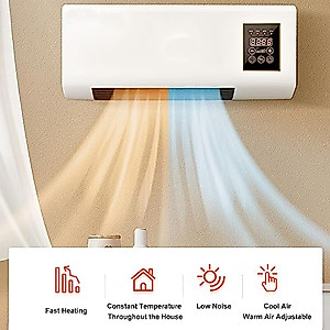 2 in 1 Dual Use Small Air Conditioner Fan Warmer Fan, Wall Mounted Heating Machine Nature Wind Fan and Warmer Fan Air Conditioner fan with Remote Control for Home Bathroom Bedroom Office Room