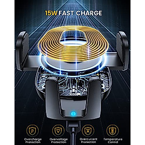 APPS2Car Wireless Car Charger Mount Vent, 15W Fast Charging Wireless Car Phone Charger, Compatible with iPhone 14 Pro/14, Samsung Galaxy S22/S21/S20, etc.