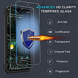 Janmitta Google Pixel 7a Case Built in Slide Camera Lens Cover+Screen Protector [2 Pcs]+Finger Ring Holder Kickstand,Heavy Duty Shockproof Full Body Protective Cover,2023 Black