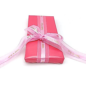 Satin and Organza Pink Ribbon - It's a Girl for Baby Shower - Decoration for Your Baby Shower (Pink and Gold)