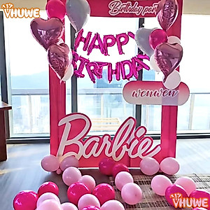 16 Inch Happy Birthday Balloon, Hot Pink Happy Birthday Balloons Banner Aluminum Foil Letters Balloons for Birthday Party Decorations Supplies