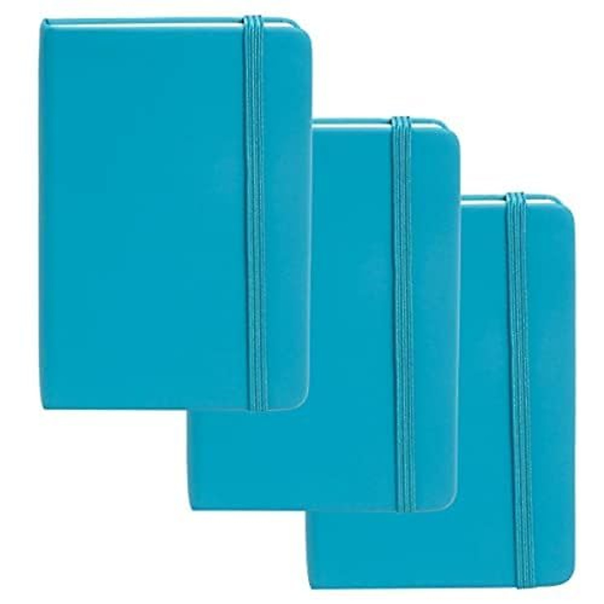A6 Pocket Size Mini Notebooks with Hardcover - Ruled Small Journal Set for School, Home & Office - 124 pages (3.7" x 5.7") with Inner Pocket (Turquoise, 3 Pack)