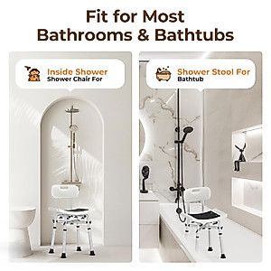 WAYES Shower Chair with Back - Narrow Shower Chair for Elderly and Disabled, Up to 500 Lbs, Heavy-Duty, Adjustable