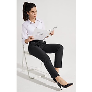 Libin Women's Golf Pants Lightweight Water Resistant Straight Leg Slacks Work Casual Dress Office Business Travel Hiking Pants, Black 6