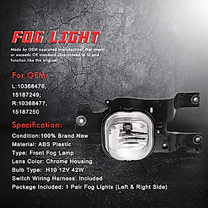 Driving Fog Lights Lamps Replacement for 2008 2009 2010 Ford F250 350 450 Super Duty with H10 12V 42W Halogen Bulbs & Wiring Harness Kit (Clear Lens)