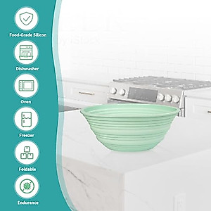 Doe~Dough Silicon Non-Stick Bread Proofing Basket, Collapsible Washable Baking Bowl, Ideal Gift for Bakers (Oval)