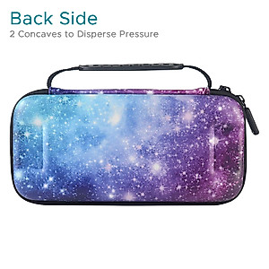 Comfyable Carrying Hard Case for Nintendo Switch OLED 2021 with 10 Game Slots, Portable Travel Pouch Protective Waterproof Cover with Pocket for Accessories, Galaxy