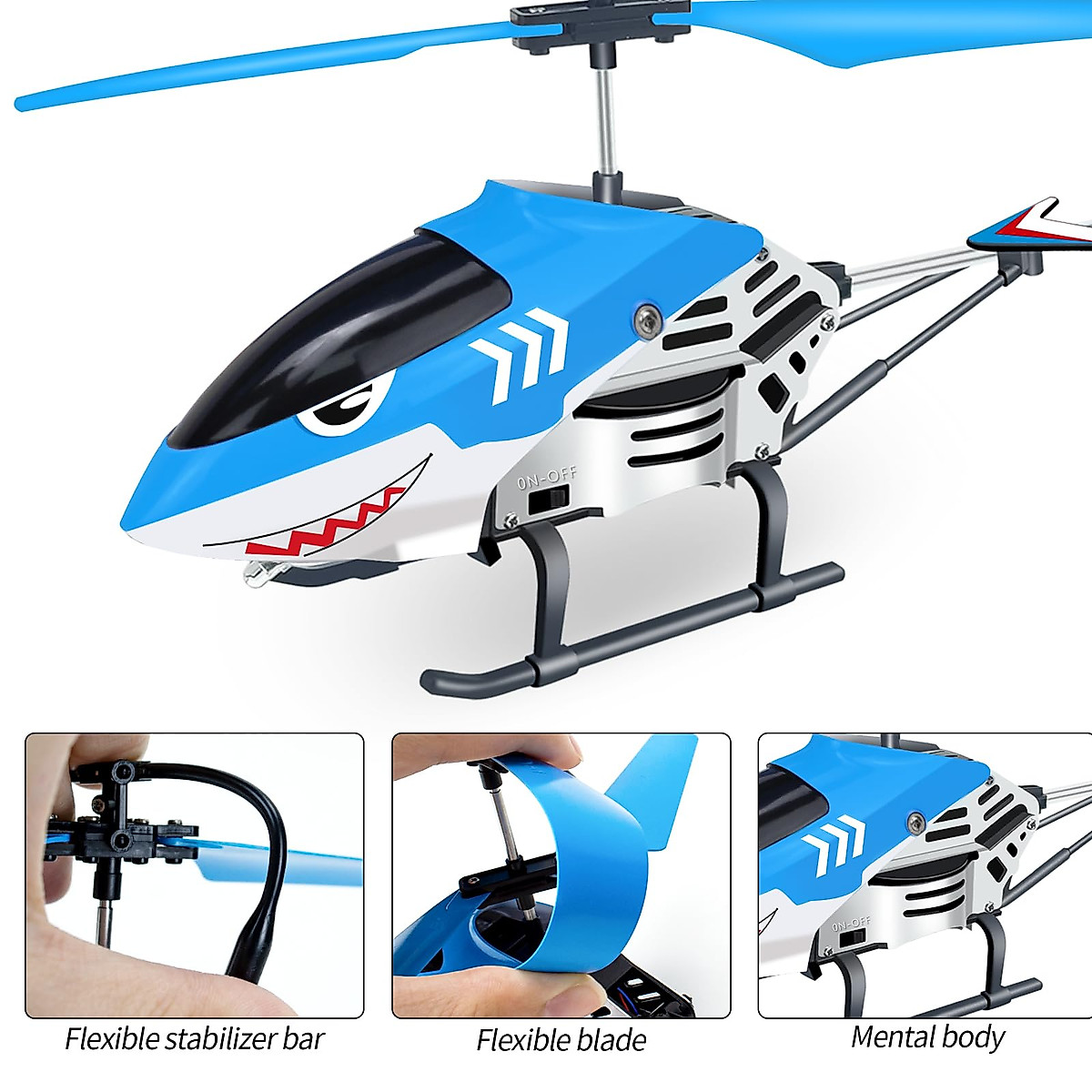 Remote Control Helicopter for Kids| Toys for Ages 5-7 8-10| Rc Helicopter Toys with LED Lights, 3.5 Channel, Gyro Stabilizer, Altitude Hold, 2.4GHz Helicopter Toys for Beginner Boys Girls Indoor-Shark
