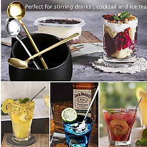 9 PCS Coffee Spoons Espresso Teaspoon, PBIEHSR Stainless Steel Tea Spoon Two Different Lengths Dessert Spoons for Stirring Drink Mixing Milkshake (Gold)