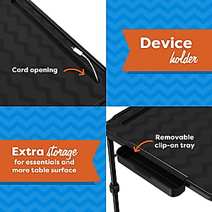 Table-Mate XL PRO TV Tray Table - Folding Table with Cup Holder and Tablet Slot- Couch Desk for Working from Home, Large TV Trays for Eating, Portable and Adjustable TV Table, Black
