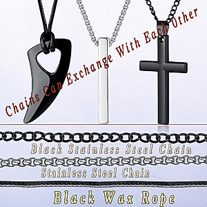 MAIBAOTA 8 Pcs Necklace for Men, Mens Necklaces Jewelry Set, Black and Silver Stainless Steel Necklace, Cross Pendant Necklace, 16-24 inches Chain, Fathers Day Birthday Gifts for Dad