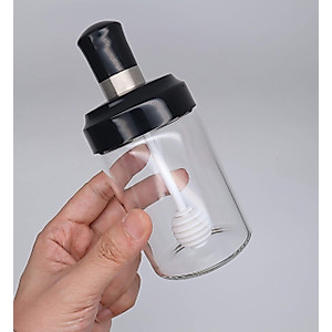 Excelity Honey Jar with Dipper and Lid Clear Glass Container for Storing and Dispensing Honey
