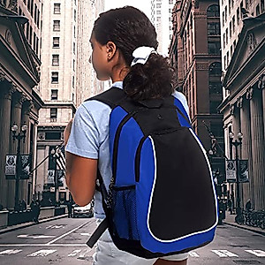 DISCOUNT PROMOS Large Sports Backpack with Mesh Pockets Set of 10, Bulk Pack - Perfect for School, Office, Outdoor Sports - Blue