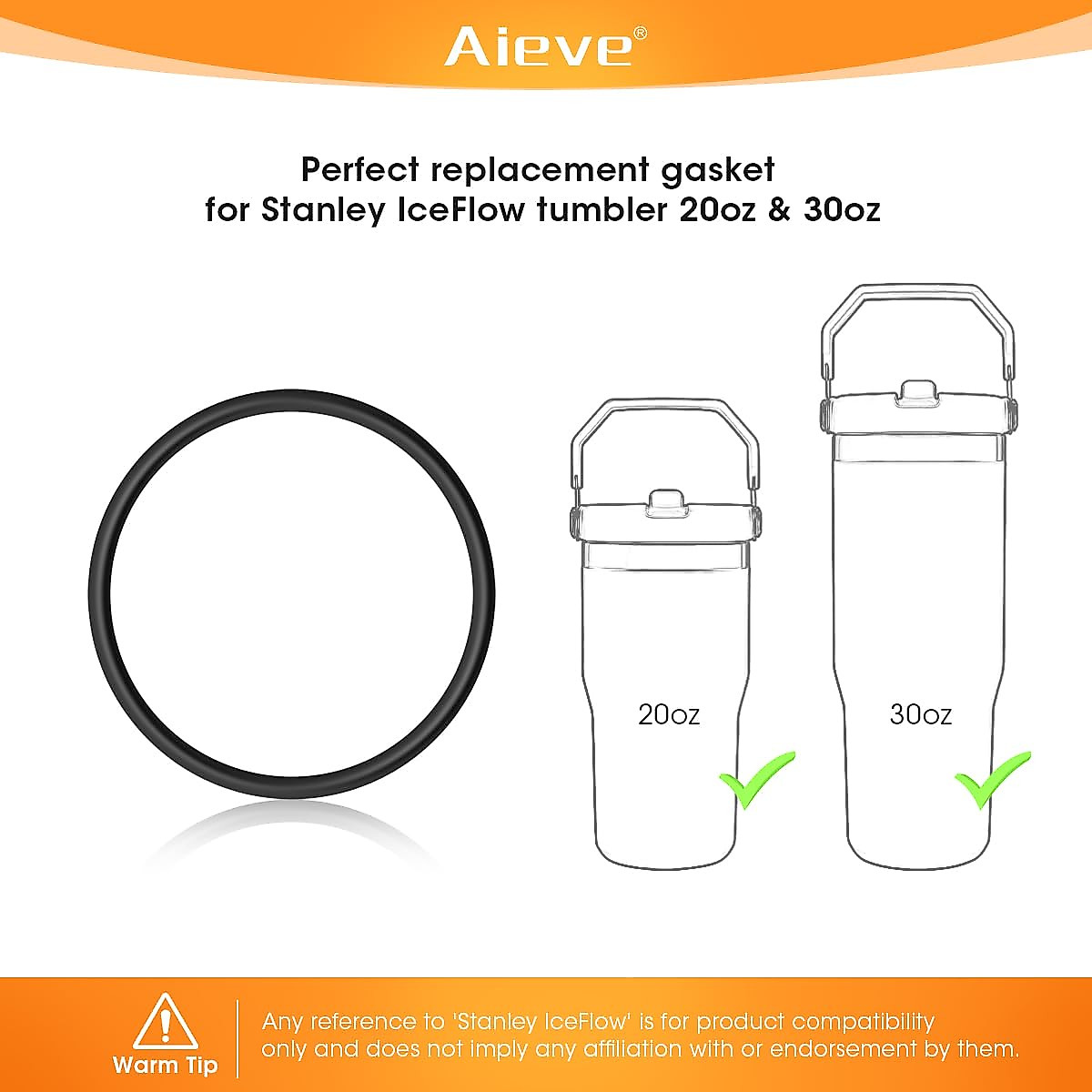 AIEVE 4 Pack Silicone Lid Seal Replacement Gasket Compatible with Stanley IceFlow Tumbler Cup 20oz & 30oz