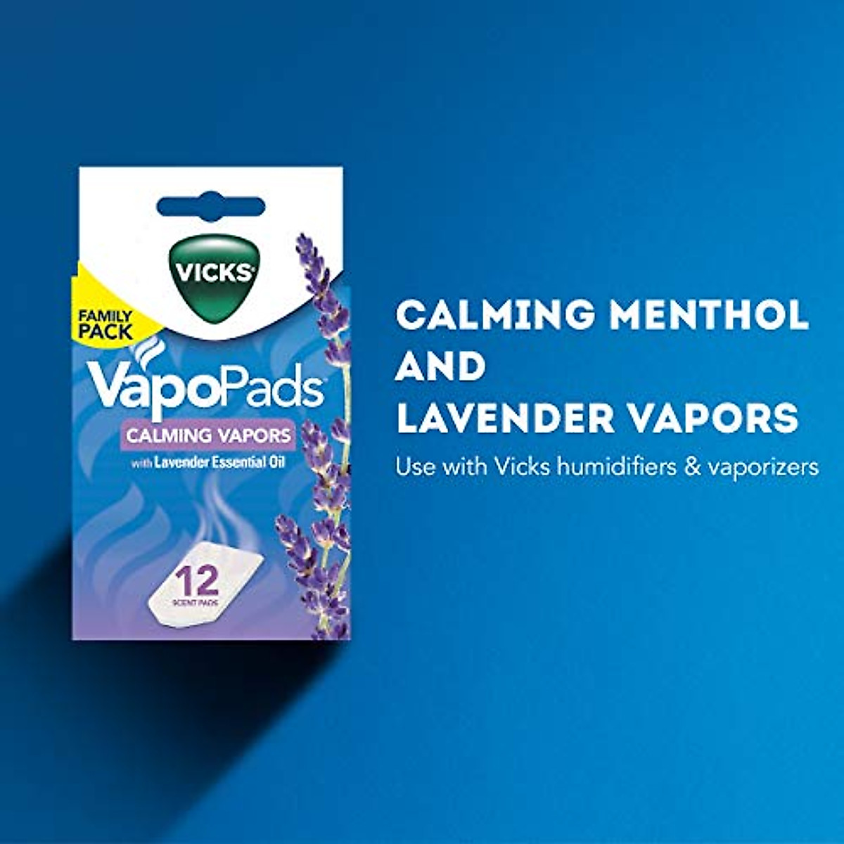 Vicks Calming Lavender VapoPad Family Pack, 12 Count
