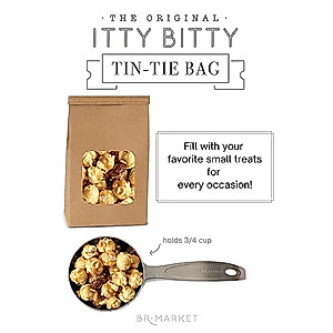 BRMARKET Small Square Window Kraft Paper Bags | 3.3 x 5.5 x 2 Inches Treat Cookie Bags with Tin Tie Closure | 50 Pcs (Disposable, Single Layer Paper, Kraft Brown)