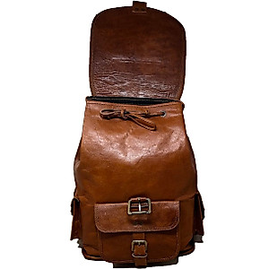 21" Brown Leather Backpack Vintage Rucksack Laptop Bag Water Resistant Casual Daypack College Bookbag Comfortable Lightweight Travel Hiking/picnic For Men