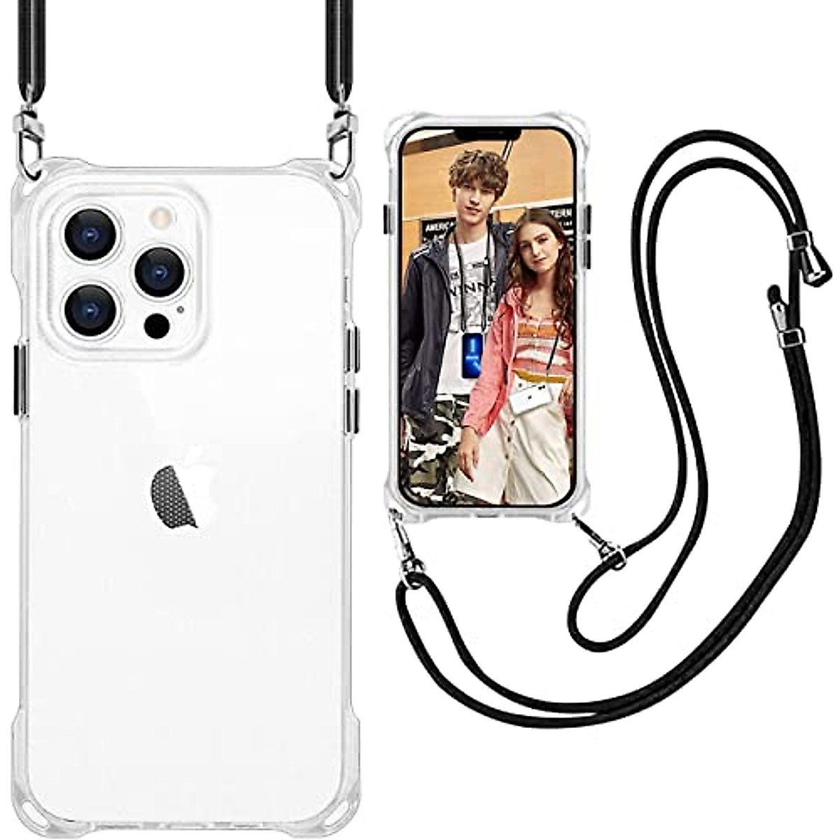 ZHIYIWU Compatible with iPhone 14 Pro Max Case Clear Shockproof Strap Shoulder Strap Crossbody TPU iPhone14 ProMax Clear Case Adjustable Neck Lanyard Protector iPhone14 ProMax Case-Clear