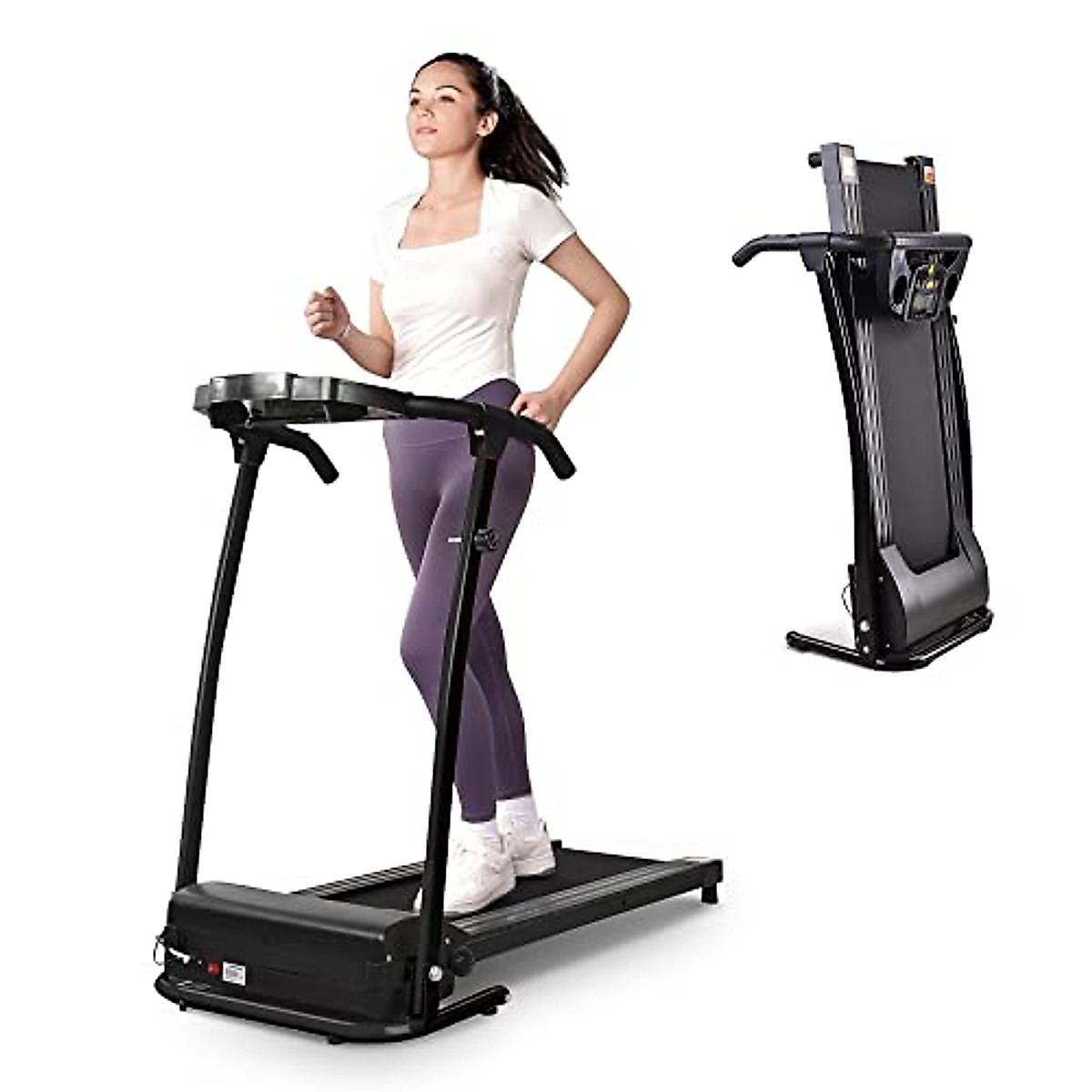 AW Folding Electric Treadmill Portable Running Walking Treadmill with LCD Display Easy Assembly for Home Cardio Exercise