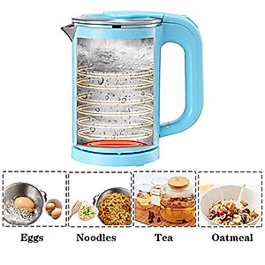 Eglaf 0.5L Small Electric Kettle - Portable Mini Stainless Steel Travel Kettle - Water Touch Inner Surface without Plastic & Cool Touch Outer Surface (Blue)