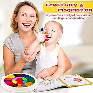 Funny Finger Painting Kit for Kids, 25 Colors Washable & Non-Toxic Finger Drawing Toys and Picture Album Educational Tool Kit for DIY Craft