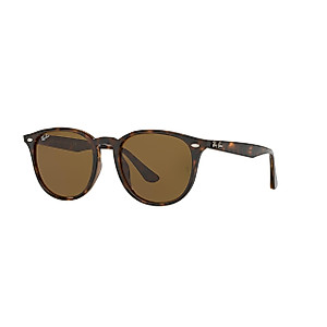 Ray-Ban RB4259F Low Bridge Fit Round Sunglasses, Light Havana/Dark Brown, 53 mm
