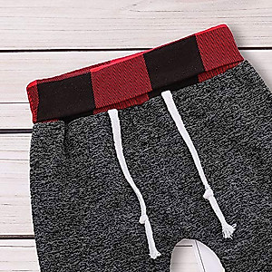 Ritatte Toddler Infant Baby Boys Clothes Plaid Long Sleeve Hoodie Sweatshirt Pants Fall Winter 5Pcs Outfits Set(Gray, 18-24 Months)