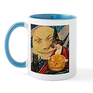 CafePress Vintage Halloween Pretty Witch Lady With Pumpkin.J Ceramic Coffee Mug, Tea Cup 11 oz