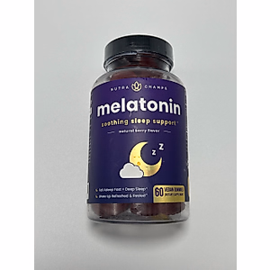 NutraChamps (Pack of 2 Melatonin Gummies for Adults, Extra Strength Sleep Aid Vitamins, 5mg or 10mg Dose, Vegan Natural Strawberry Flavor Supplement for Better Sleep, 120 Gummies