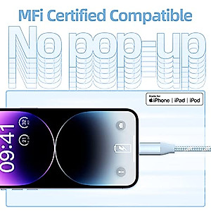 USB C to Lightning Cable 3 Pack 6FT Apple MFi Certified iPhone Charger Fast Charging Type c to Lightning Cable iPhone Fast Charger for iPhone 14 13 12 11 Pro Max Xr Xs 8 and More