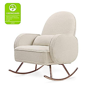 Nursery Works Compass Rocker in Ivory Boucle with Rose Gold Legs, Greenguard Gold and CertiPUR-US Certified