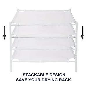 STO STO Sweater Drying Rack, 4-Pack Stackable Mesh Clothes Drying Rack, Laundry Drying Rack for Sweaters, Socks, Toys, White